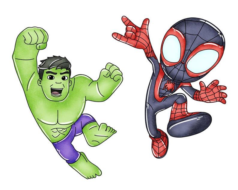 Spidey and His Amazing Friends Watercolor Png Clipart Bundle, Handdrawn ...