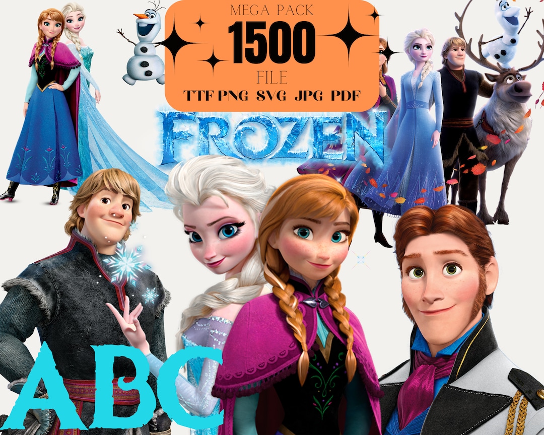 Frozen Clipart Mega Pack: Elsa, Anna, Olaf, Alphabet (PNG, SVG, PDF) - Etsy
