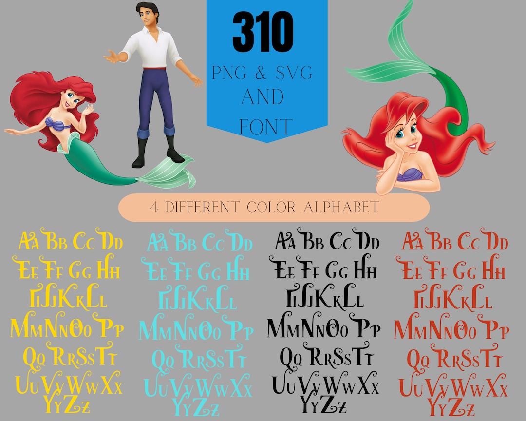 Little Mermaid Font Svg, TTF Font, Mermaid Alphabet Png, Alphabet ...