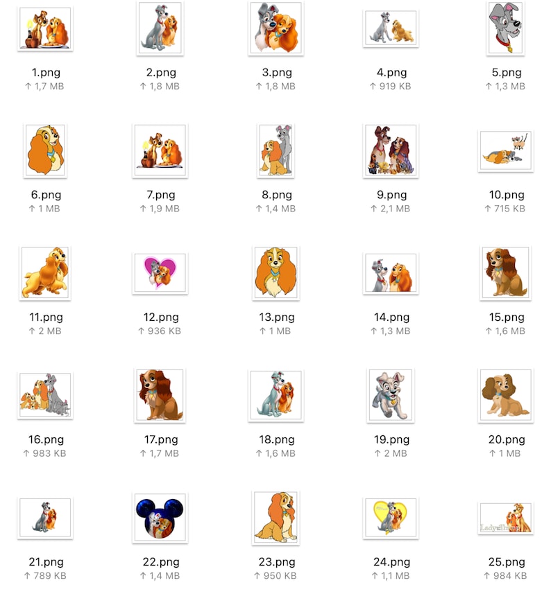 Lady and the Tramp High Quality Png Clipart Bundle Digital Instant ...