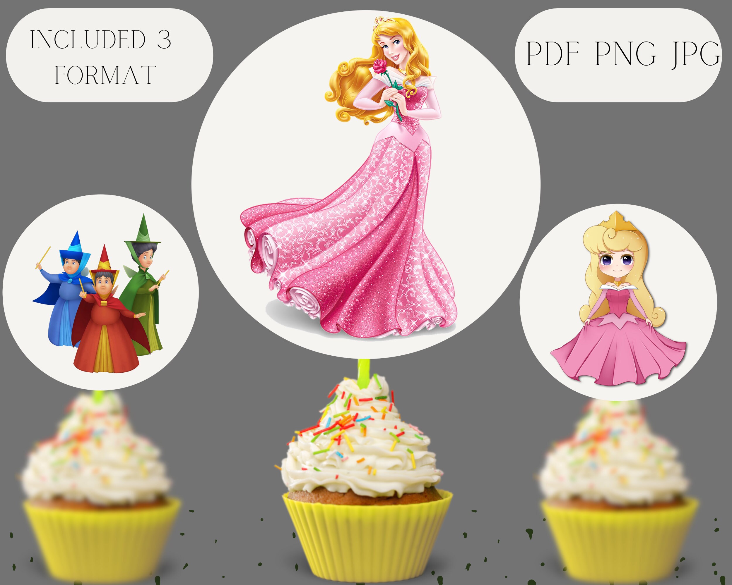 Sleeping Beauty Cake Topper Bundle: Princess Party Printables (digital ...