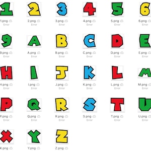 Super Mario Font: Alphabet & Numbers (SVG, PNG) Digital Download, Super ...
