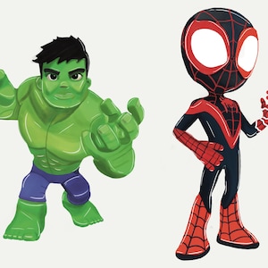 Spidey and Friends Watercolor Clipart Bundle: Superhero PNG (digital ...