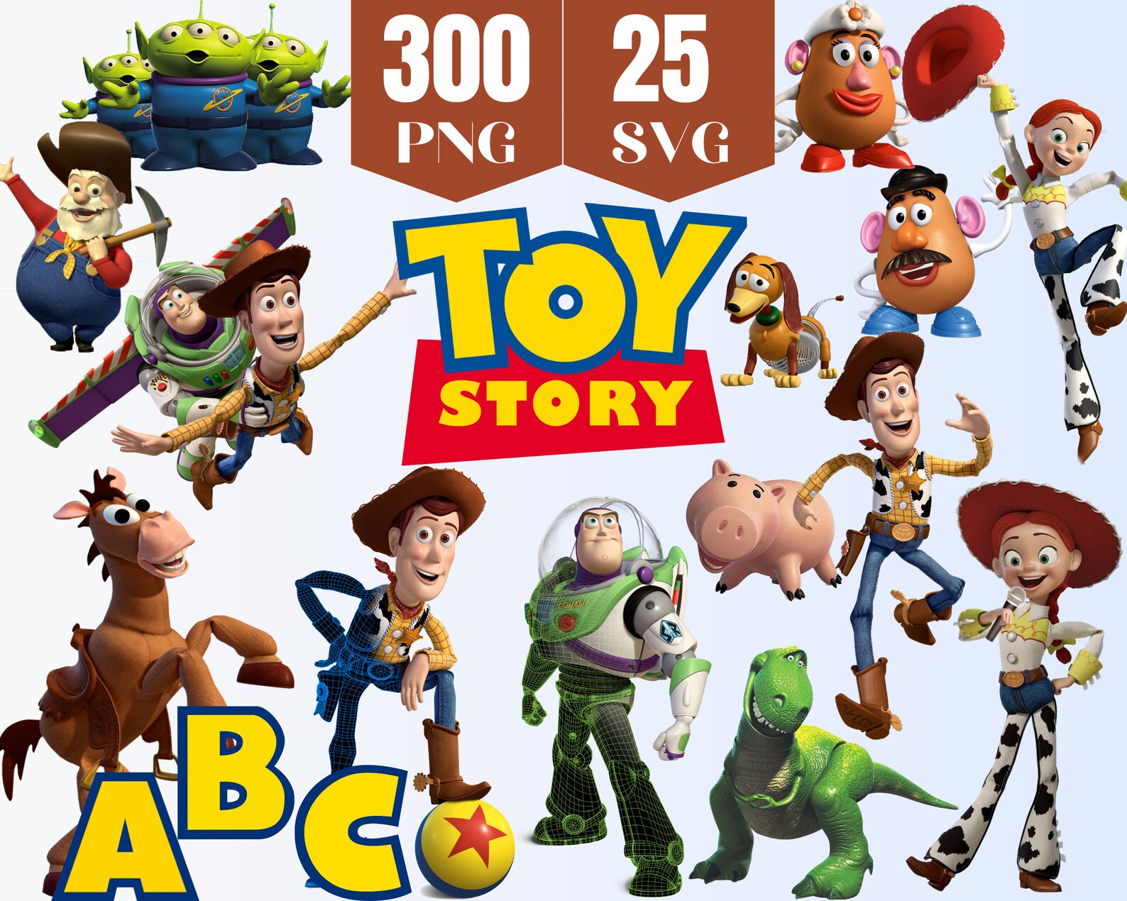 Paquete de imágenes prediseñadas de Toy Story: Woody, Buzz y sus amigos ...