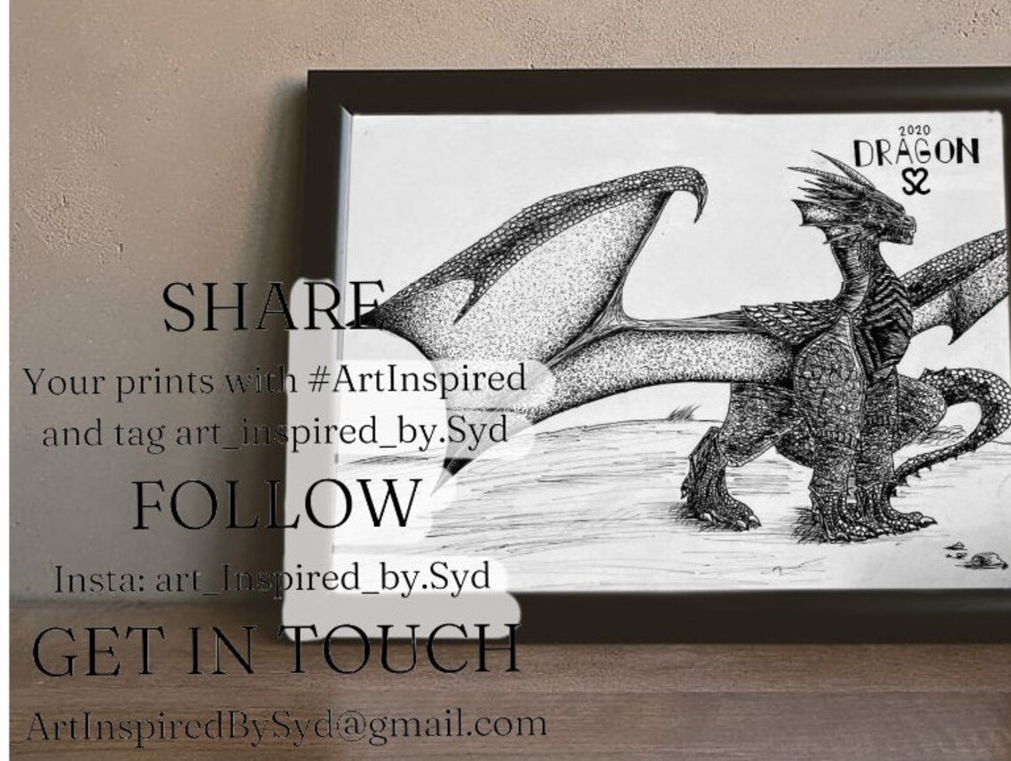 Dragon Dot Ink Print - Etsy