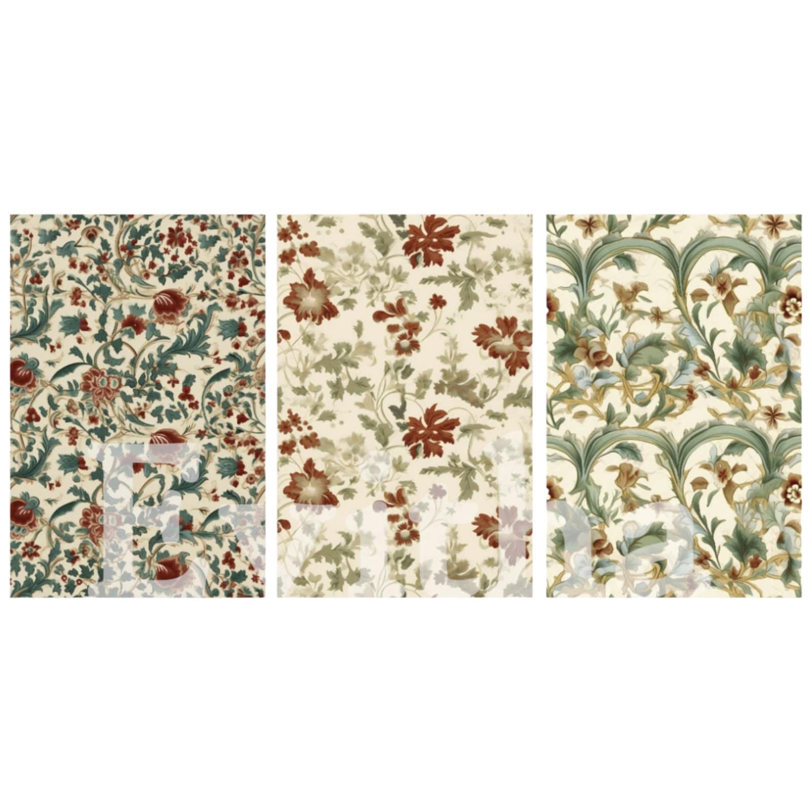 Floral Dollhouse Wallpapers 2nd Ed. - Set of 3 Designs, 1:12 Scale - Etsy