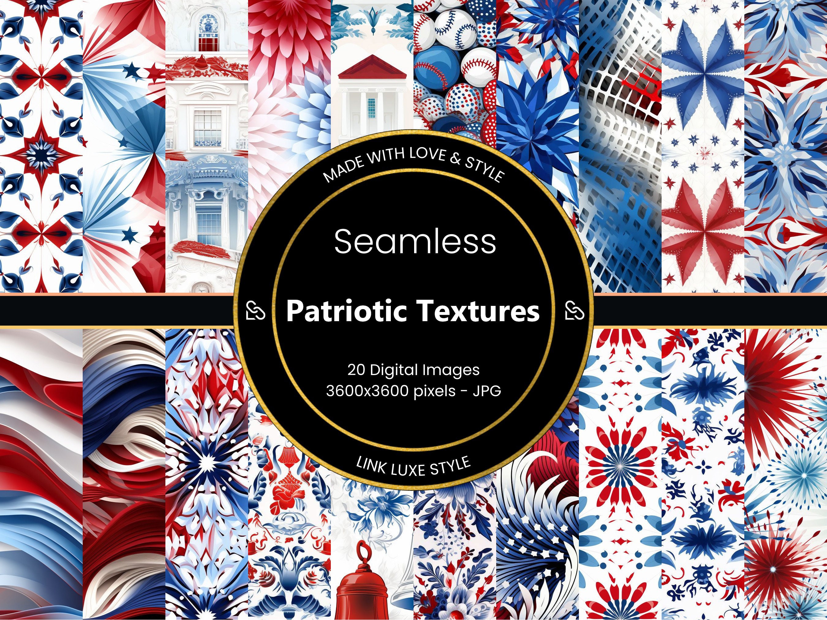 20 Seamless Patriotic Textures & Backgrounds 4th of July Independence ...