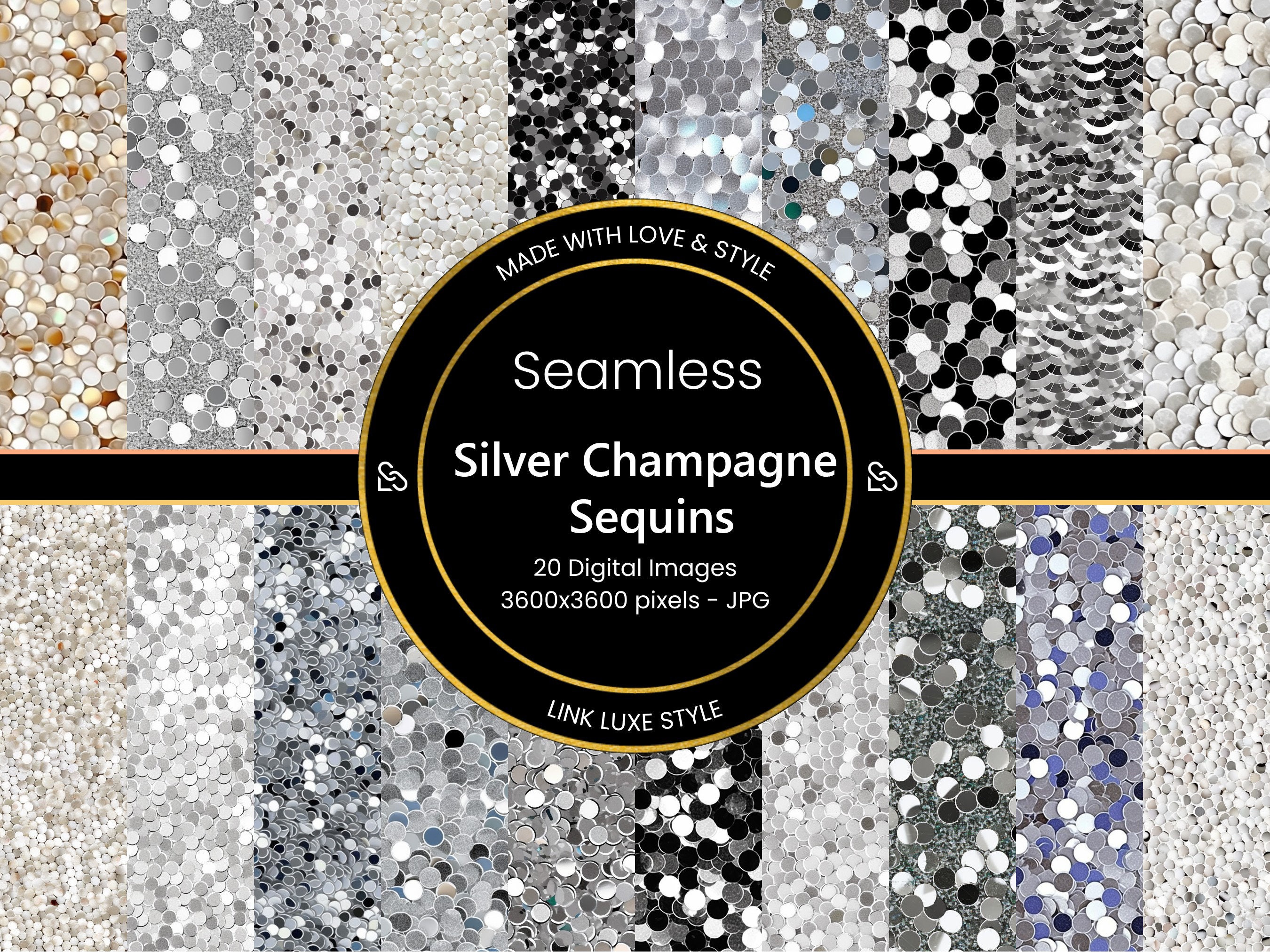 Seamless Sequins Textures Shiny, Metallic, Glitter Digital Paper ...