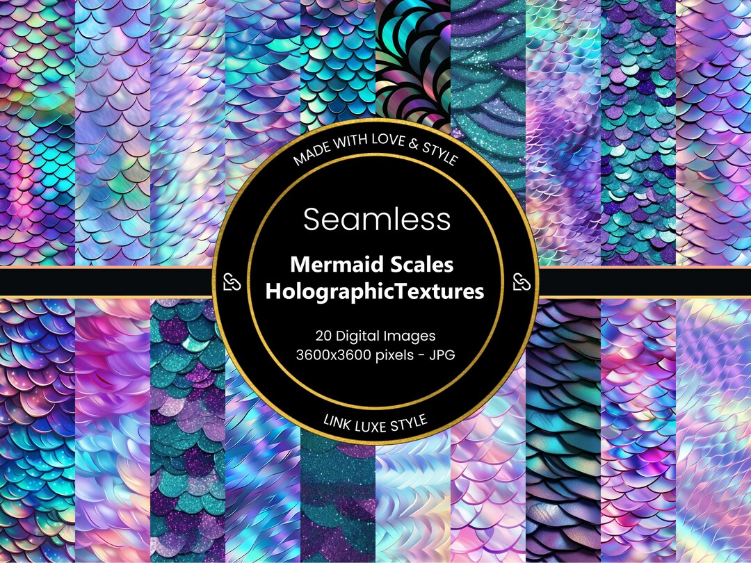 Seamless Mermaid Scales - Holographic Textures - 20 - 12''x12 ...