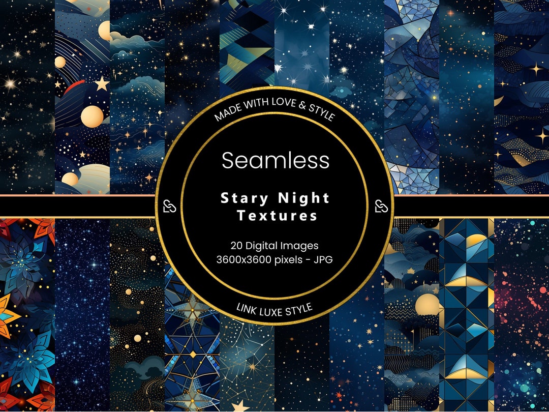 Seamless Stary Night Textures Digital Paper Backgrounds for Commercial ...
