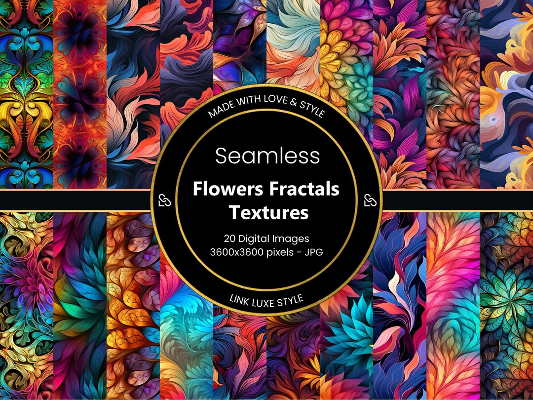 20 Seamless Flowers Fractals Textures - Floral, Abstract Digital Paper ...