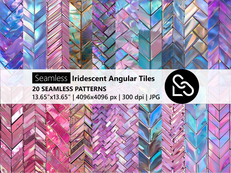 Seamless Iridescent V-shaped Tiles - Shimmering Pink, Purple, Blue ...