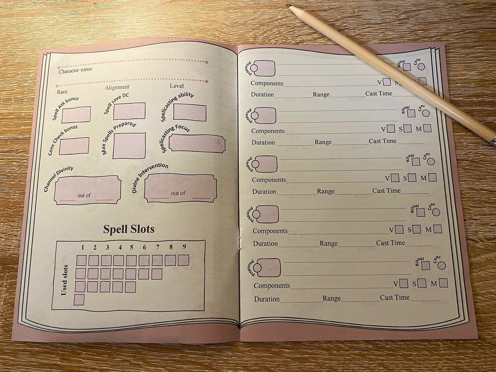 Dnd Cleric Immersive Spell Book With Spell Slot Trackers – Dungeons and ...