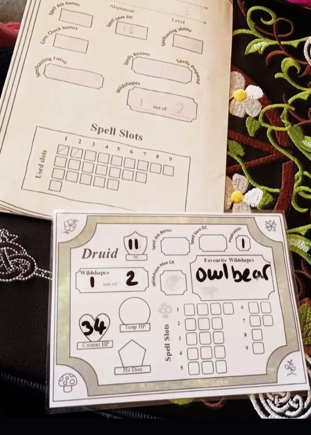 Dnd Druid Bundle Wild Shape Sheets, Spell & Ability Tracker and Immersive Spell Book Dnd 5E ...