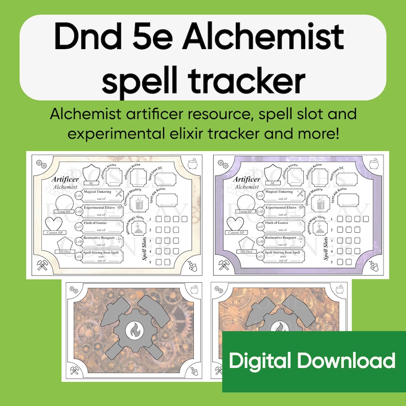 Artificer Alchemist Spell Slot Tracker – Subclass Resource Tracker ...