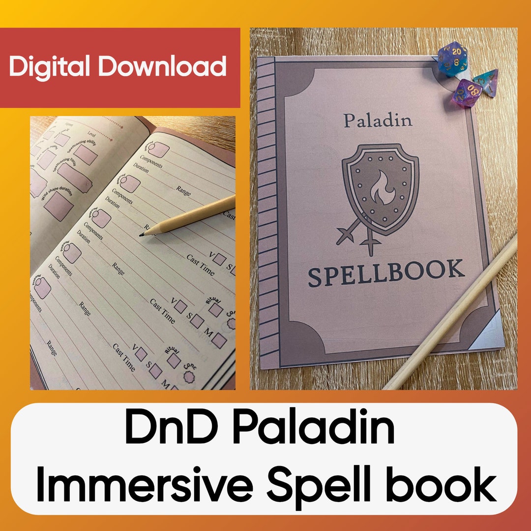 Dnd Paladin Immersive Spell Book With Spell Slot Trackers – Dungeons ...