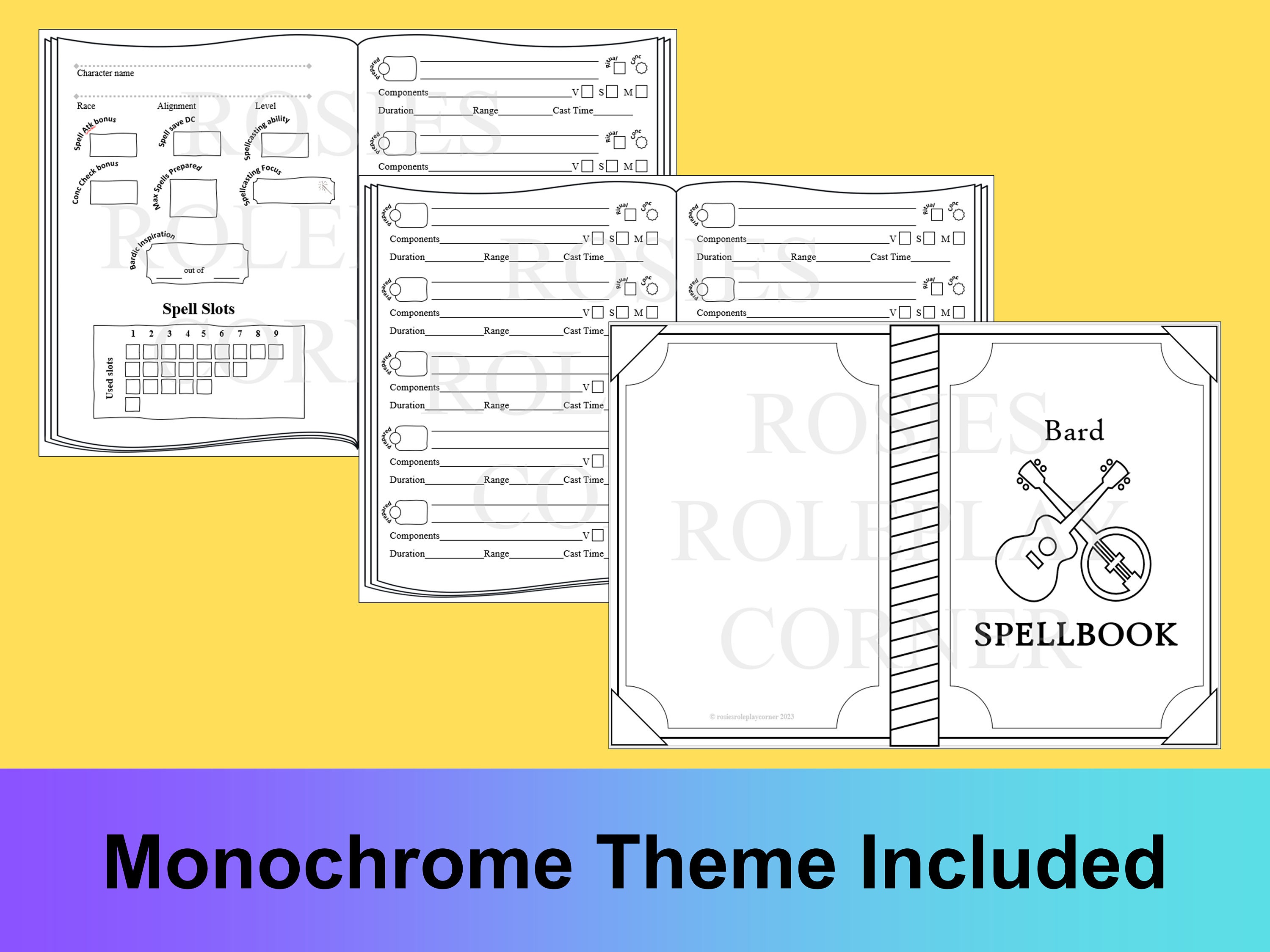 Dnd Bard Immersive Spell Book With Spell Slot Trackers – Dungeons and ...