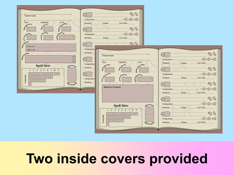 Dnd Wizard Immersive Spell Book With Spell Slot Trackers – Dungeons and ...