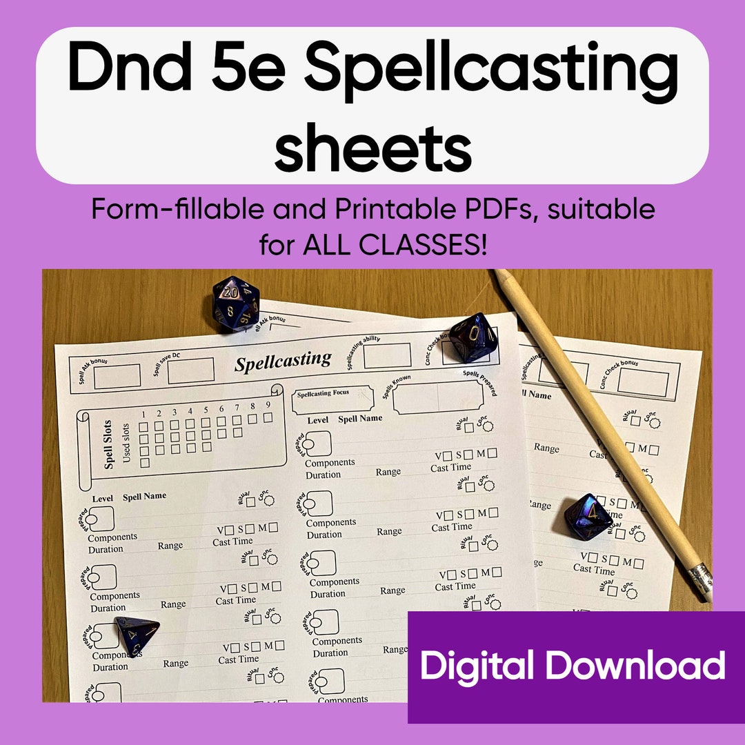 Dnd A4 Spell Sheet - Spell Slot Tracker - Suitable for ALL Classes ...