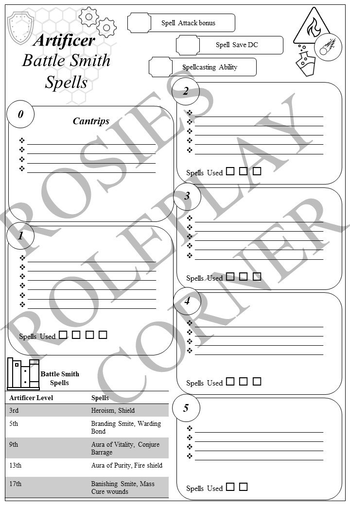 Dnd Artificer Battle Smith Character Booklet - Dungeons and Dragons ...