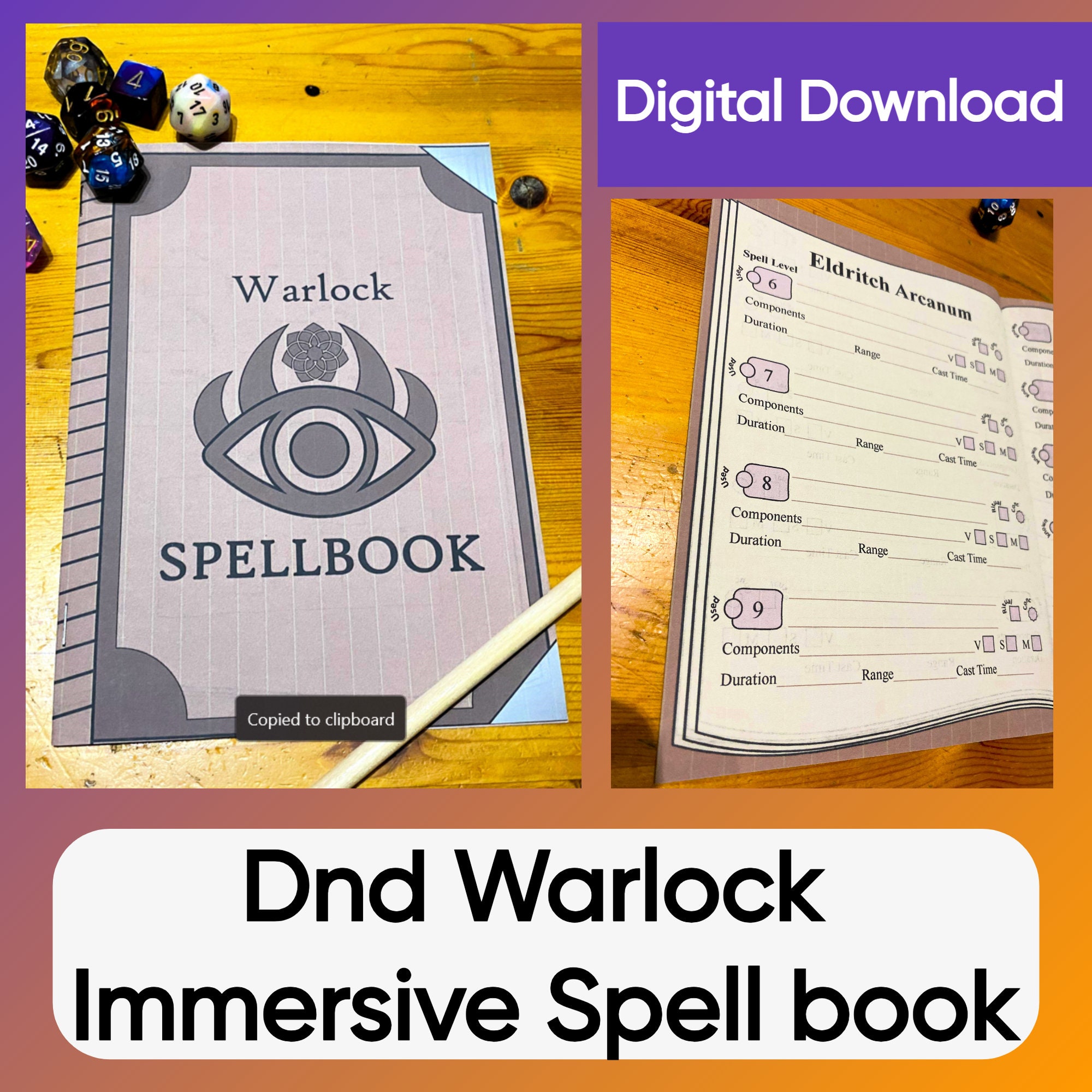 Dnd Warlock Immersive Spell Book With Spell Slot Trackers – Dungeons ...