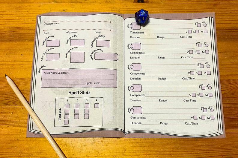 Dnd Rogue Arcane Trickster Immersive Spell Book With Spell Slot ...