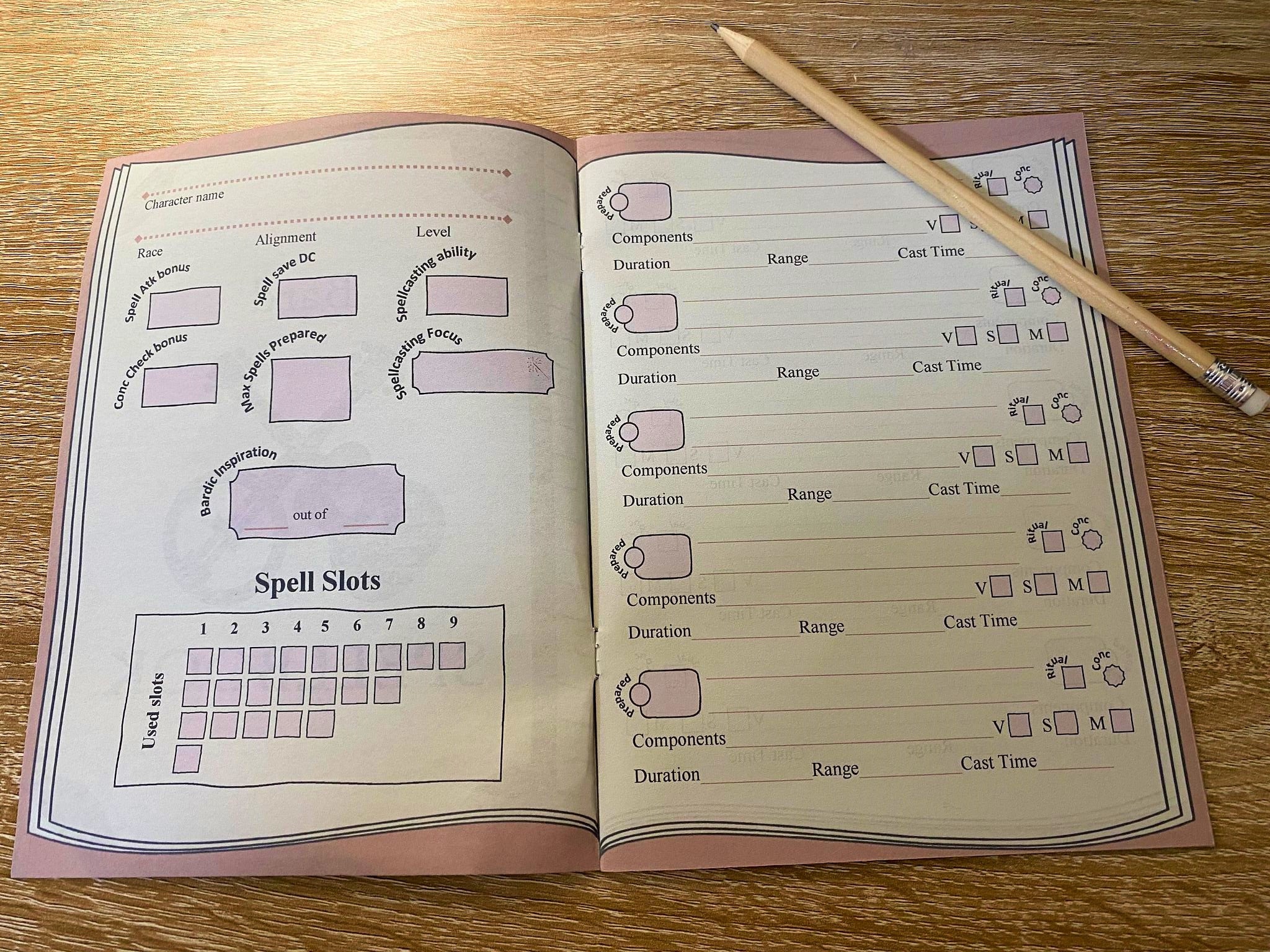 Dnd Bard Immersive Spell Book With Spell Slot Trackers – Dungeons and ...