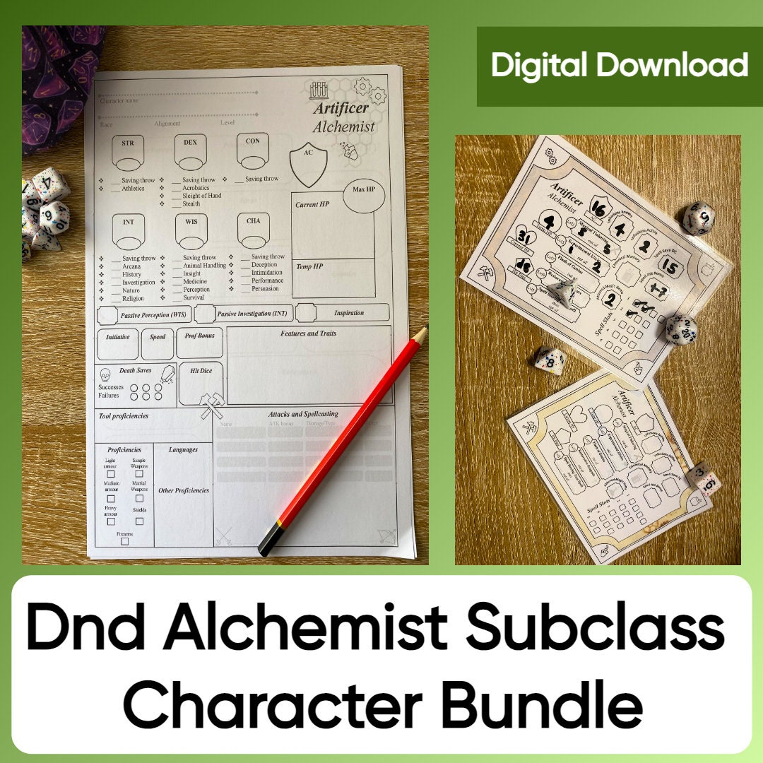 Artificer Alchemist Subclass Character Bundle - Character Booklet ...