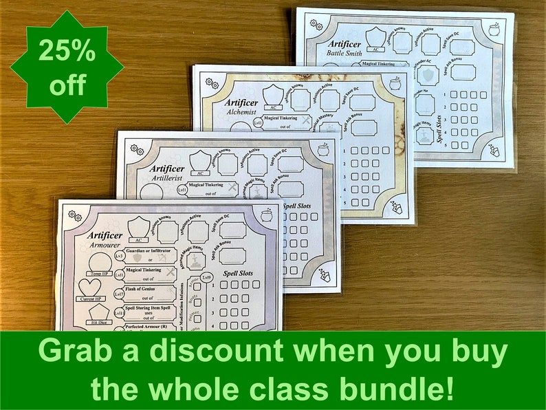 Artificer Alchemist Spell Slot Tracker – Subclass Resource Tracker ...