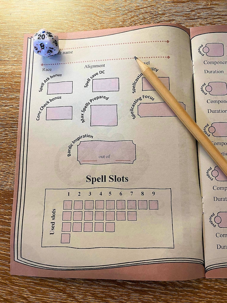 Dnd Bard Immersive Spell Book With Spell Slot Trackers – Dungeons and ...