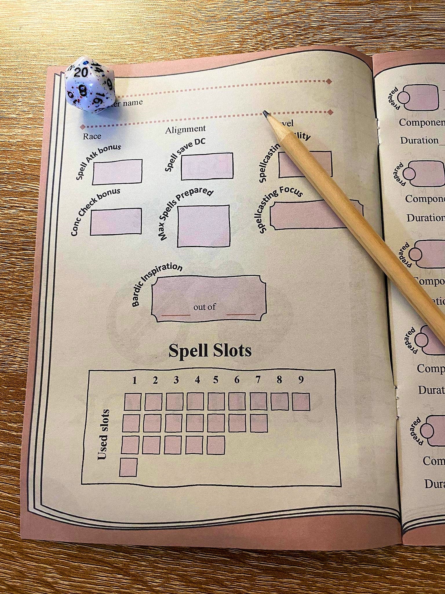 Dnd Bard Immersive Spell Book With Spell Slot Trackers – Dungeons and ...
