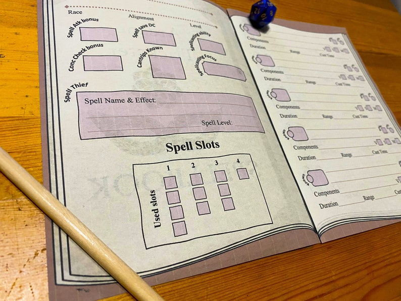 Dnd Rogue Arcane Trickster Immersive Spell Book With Spell Slot ...