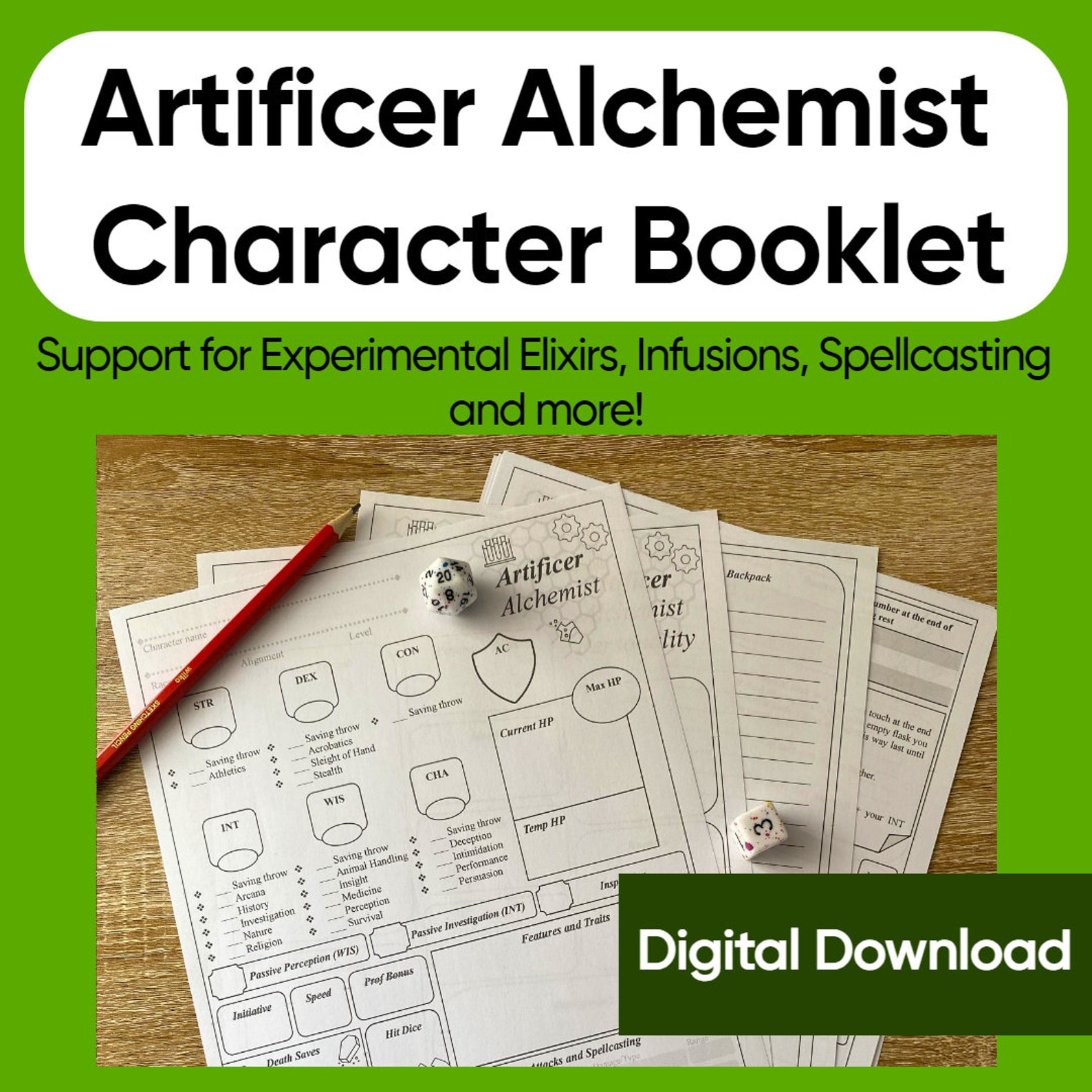 Dnd Artificer Alchemist Character Booklet - Dungeons and Dragons ...