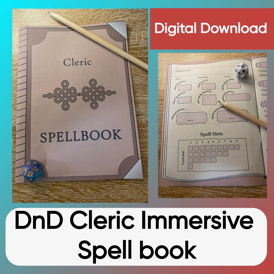 Dnd Cleric Immersive Spell Book With Spell Slot Trackers – Dungeons and ...