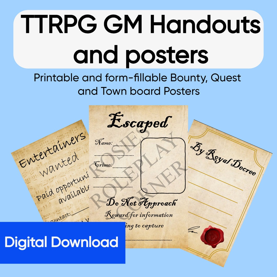 TTRPG GM Handouts and Wanted Posters - A4 Digital Download Templates ...