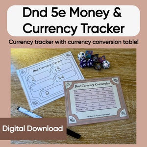 Dnd Money and Currency Tracker - Resource, Conversion and Inventory Aid ...