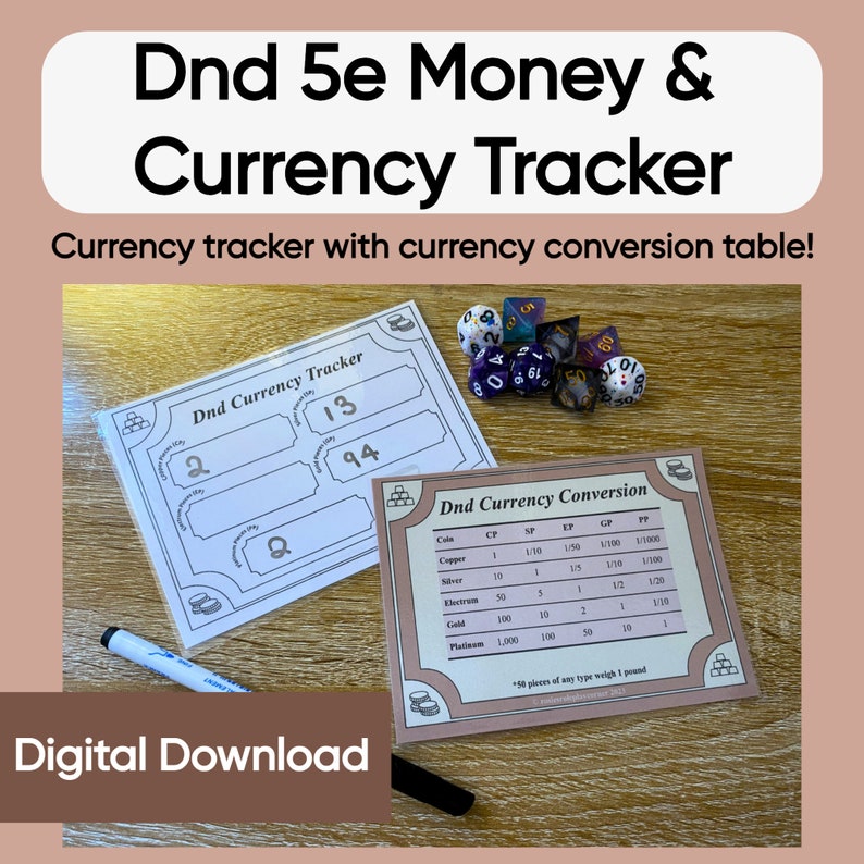 Dnd Money and Currency Tracker - Resource, Conversion and Inventory Aid ...
