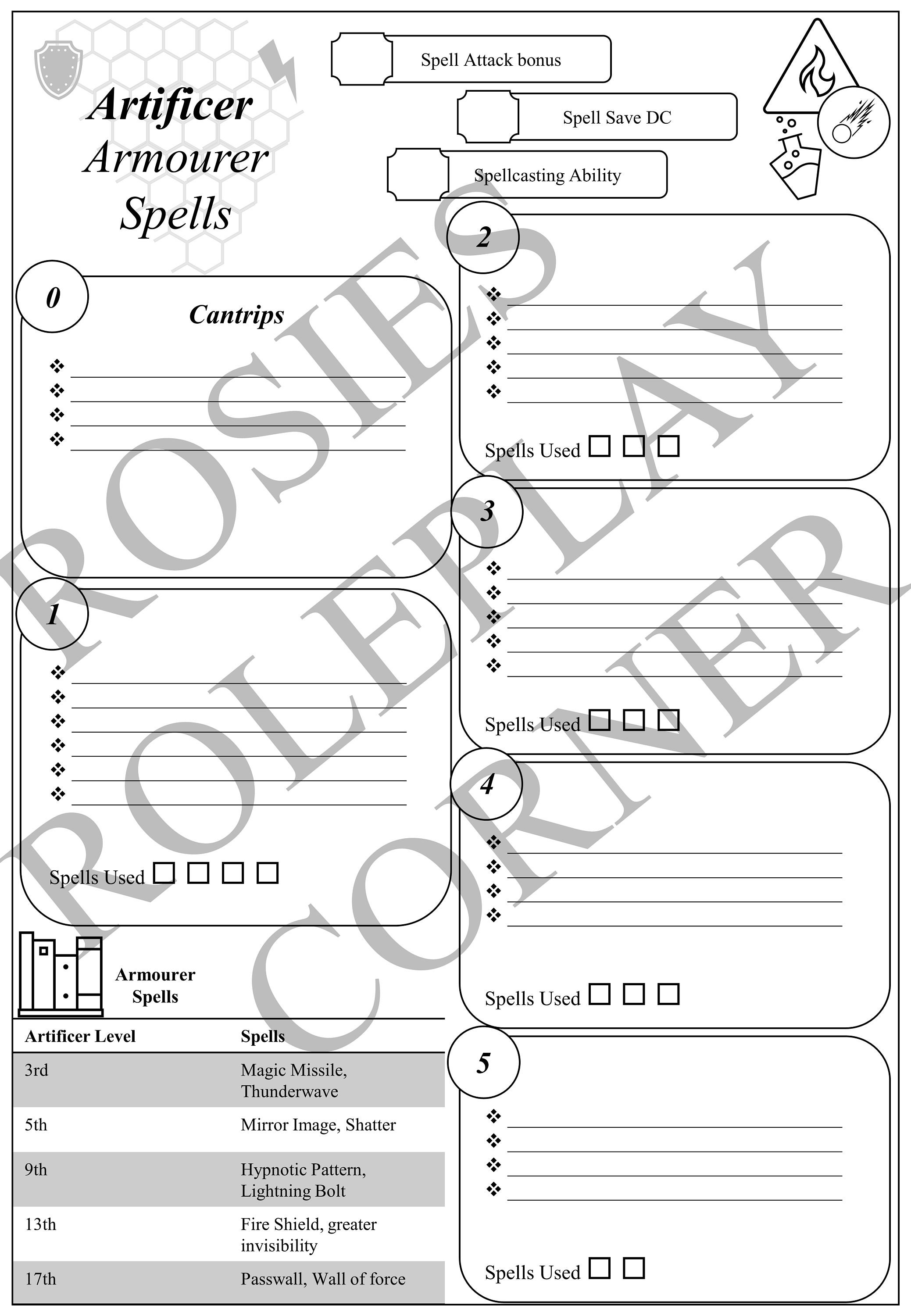 Dnd Artificer Armourer Character Booklet Dungeons and Dragons Digital ...
