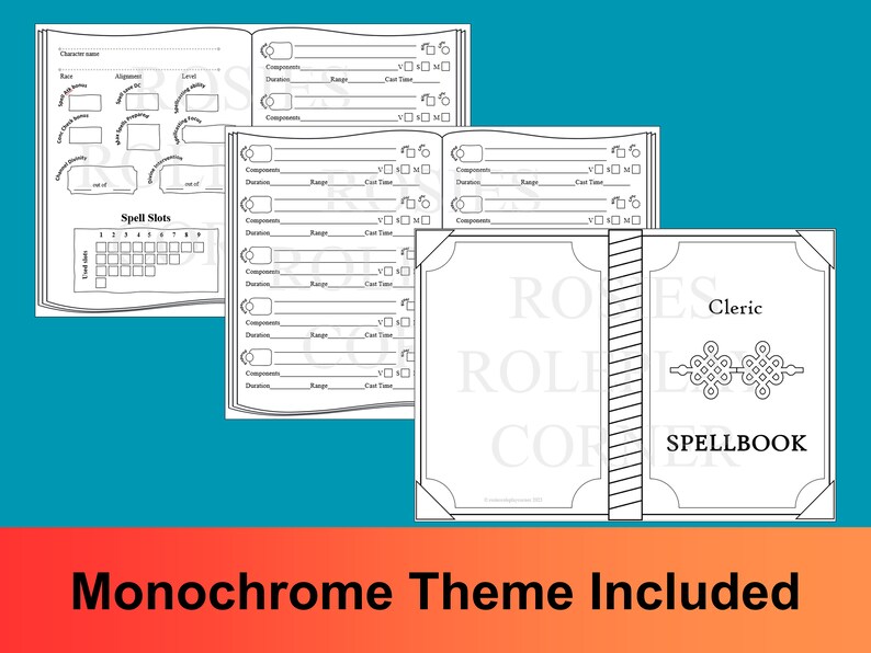 Dnd Cleric Immersive Spell Book With Spell Slot Trackers – Dungeons and ...
