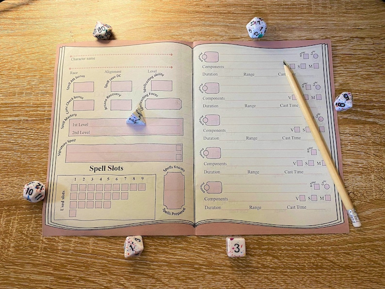 Dnd Wizard Immersive Spell Book With Spell Slot Trackers – Dungeons and ...