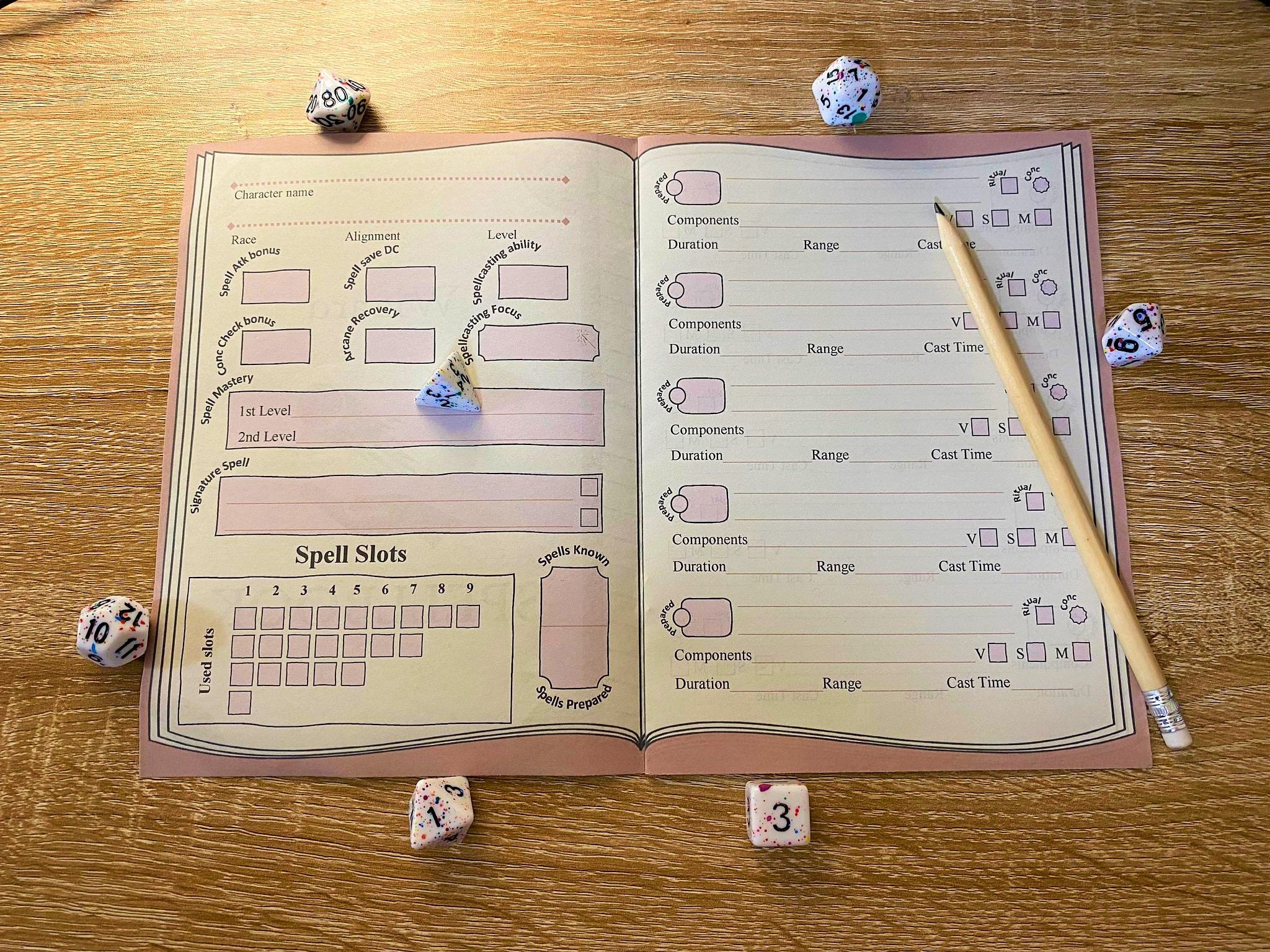 Dnd Wizard Immersive Spell Book With Spell Slot Trackers – Dungeons and ...