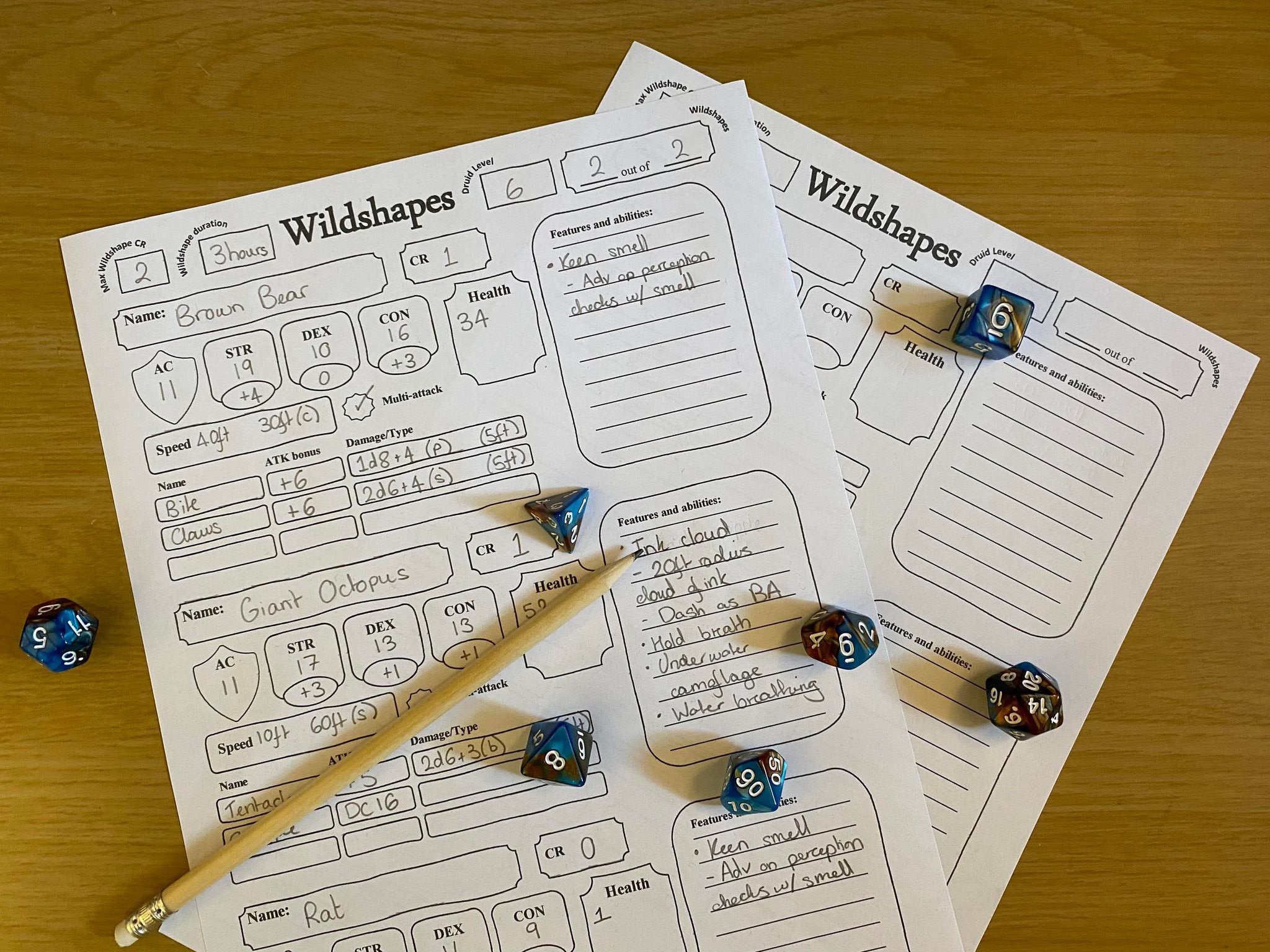 Dnd Druid Bundle Wild Shape Sheets, Spell & Ability Tracker and ...