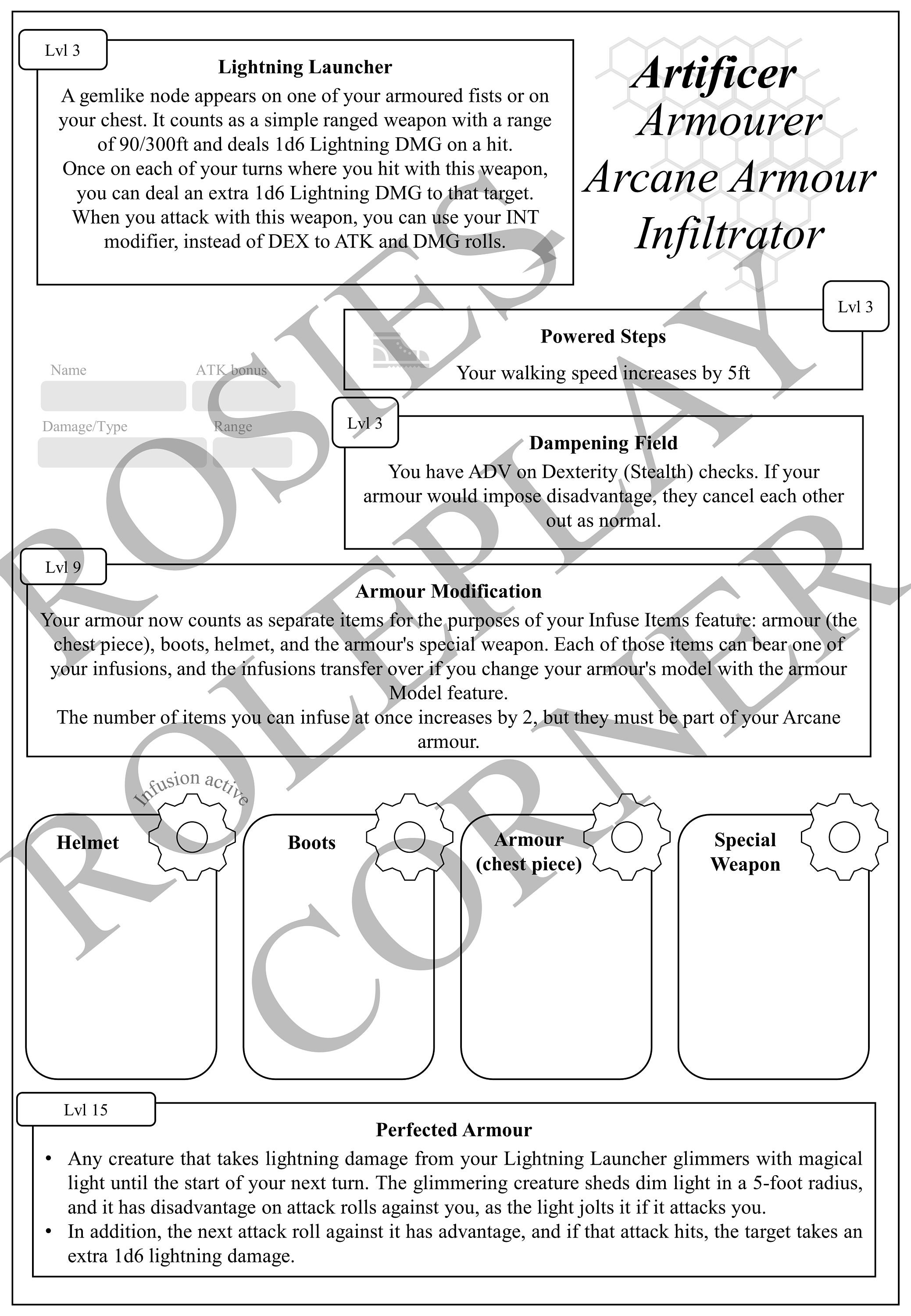 Dnd Artificer Armourer Character Booklet Dungeons and Dragons Digital ...