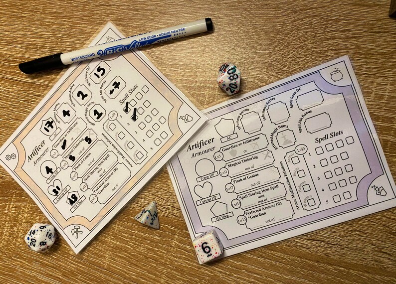 Artificer Armorer Spell Slot Tracker – Subclass Resource Tracker – Dnd ...