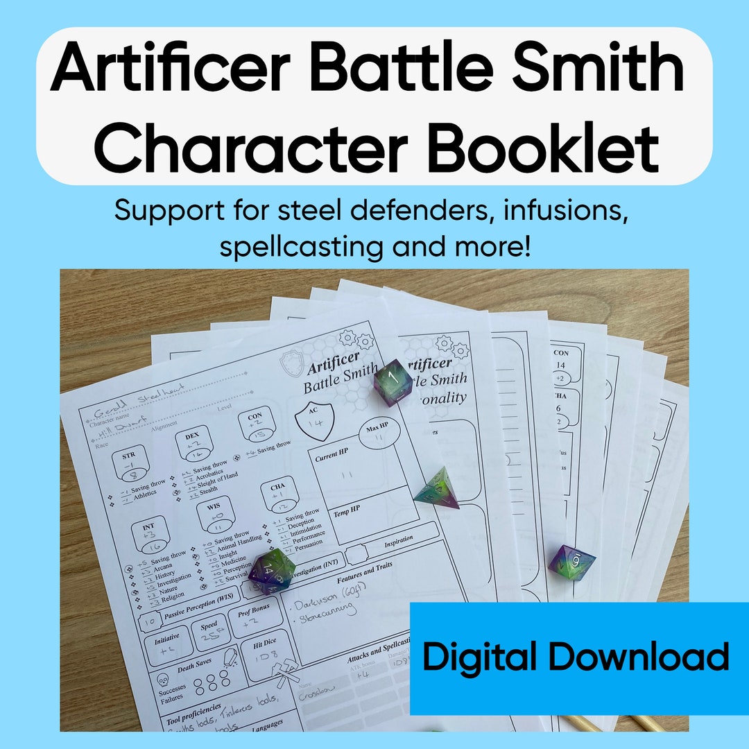 Dnd Artificer Battle Smith Character Booklet - Dungeons and Dragons ...