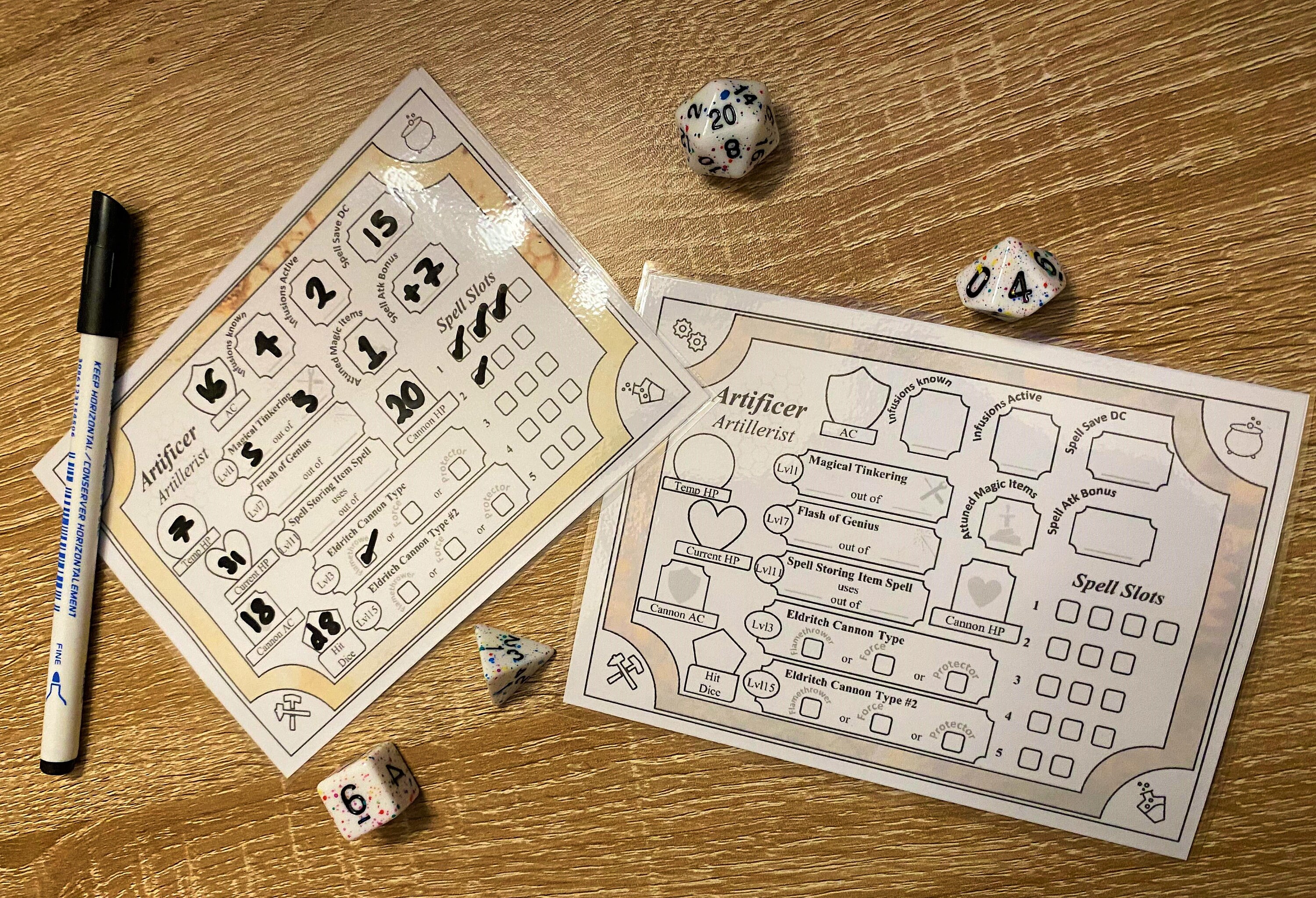 Artificer Artillerist Spell Slot Tracker – Subclass Resource Tracker ...