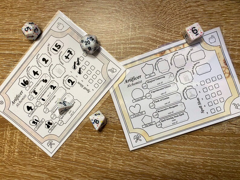 Artificer Alchemist Spell Slot Tracker – Subclass Resource Tracker ...