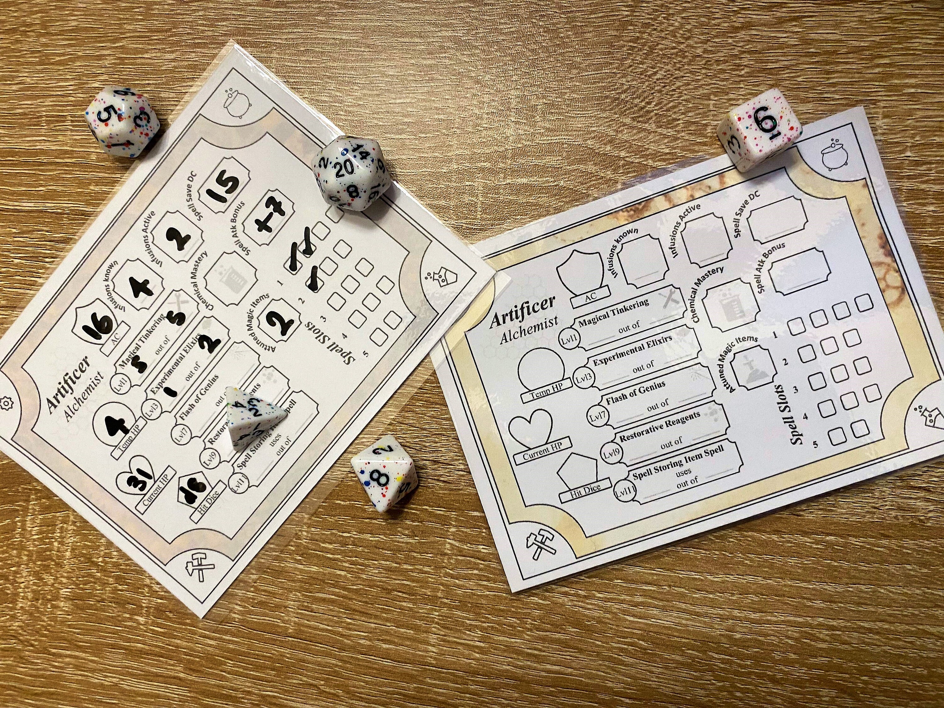 Artificer Alchemist Spell Slot Tracker Subclass Resource Tracker Dnd 5E ...
