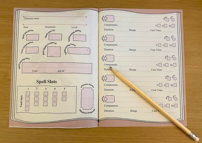 Dnd Artificer Immersive Spell Book With Spell Slot Trackers – Dungeons ...