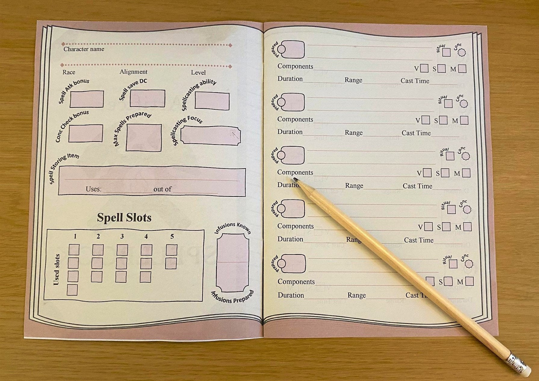 Dnd Artificer Immersive Spell Book With Spell Slot Trackers – Dungeons ...